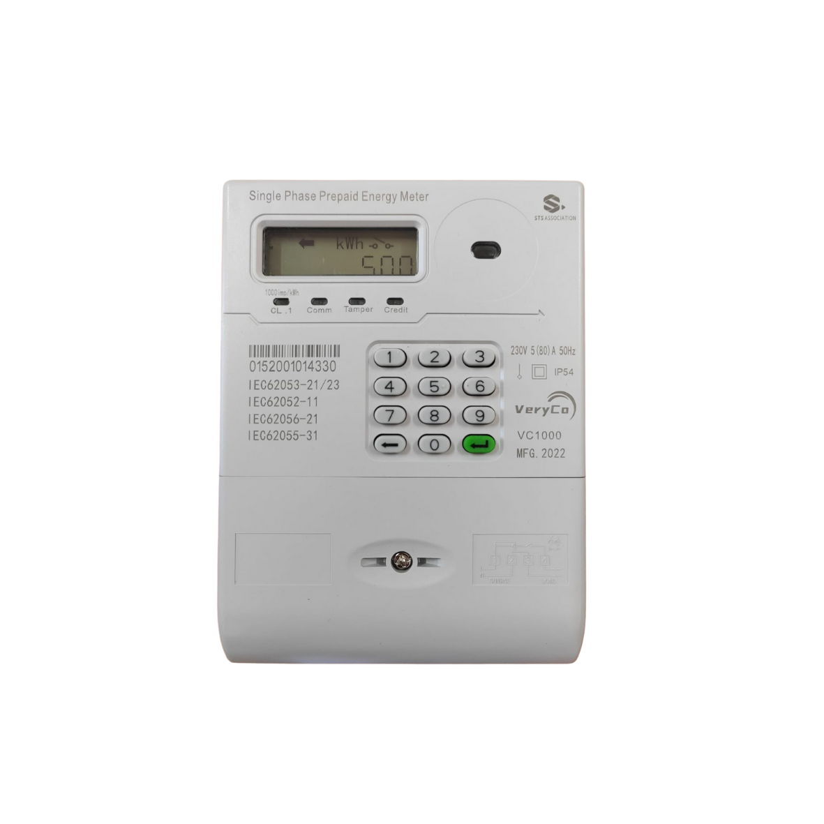 VeryCo - BS Single Phase Integrated keypad STS Prepaid Energy Meter ...